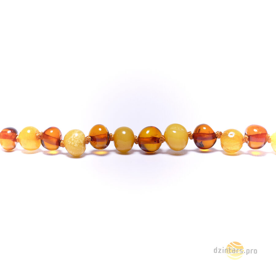 31-33cm • Premium 2 krāsu bērnu dzintara krellītes (baroka formas olu ...