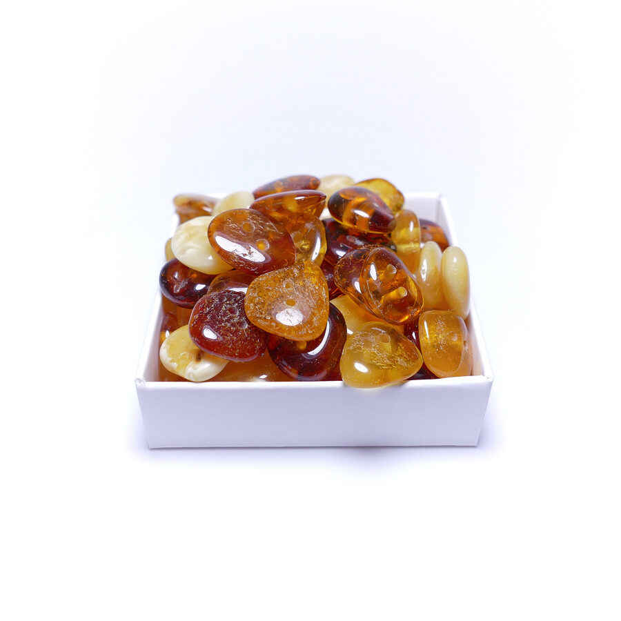 Baltic amber button beads with 2 holes - 5 colors - Loose amber beads ...